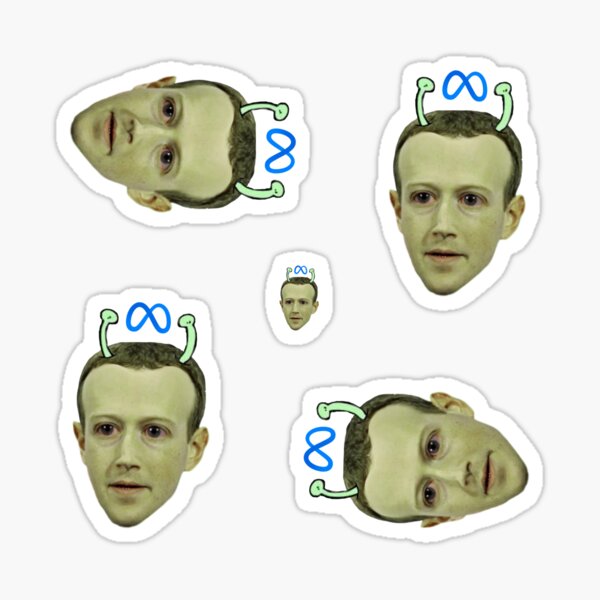 "Pack Of 4 Mark Zuckerberg Alien " Sticker for Sale by marylovesshrek ...