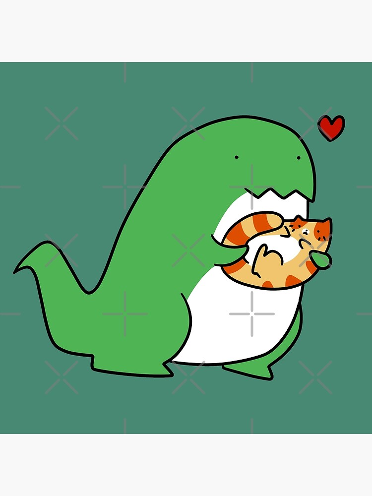 "T-rex Loves Tabby Cat" Poster for Sale by SaradaBoru | Redbubble