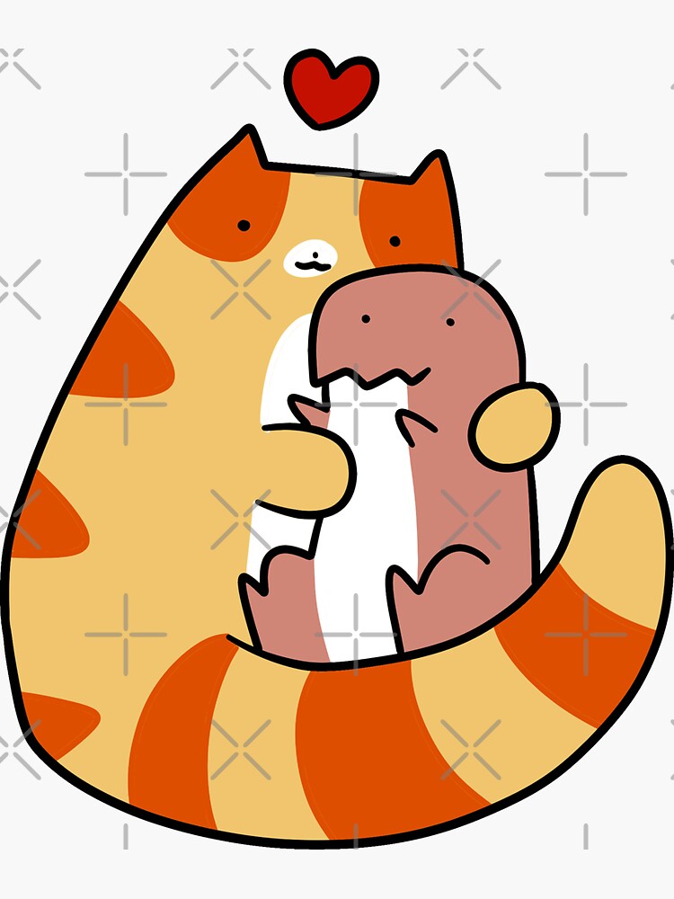 "Tabby Loves T-rex" Sticker for Sale by SaradaBoru | Redbubble