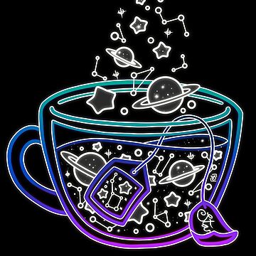 "Neon Galaxy Tea (Blue/green)" Sticker for Sale by heysoleilart | Redbubble