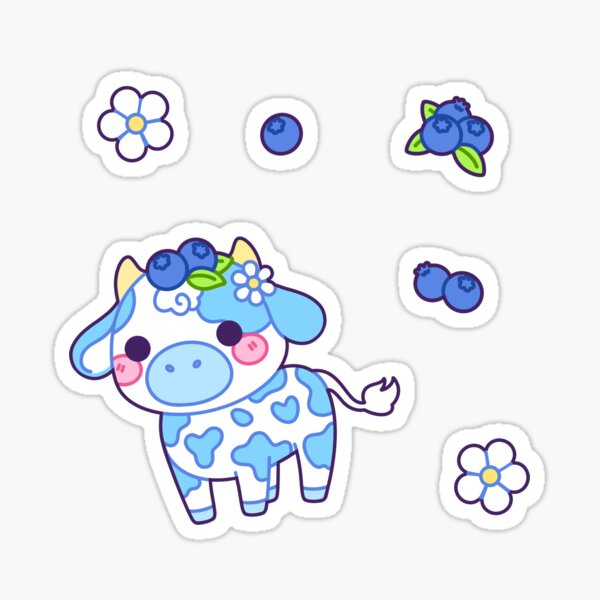 "Blueberry Cow" Sticker by MadeByBeata | Redbubble