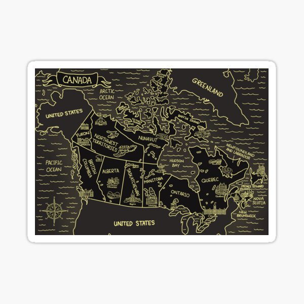 "Fluorescent Glowing Map of Canada" Sticker for Sale by sheridanartwork ...