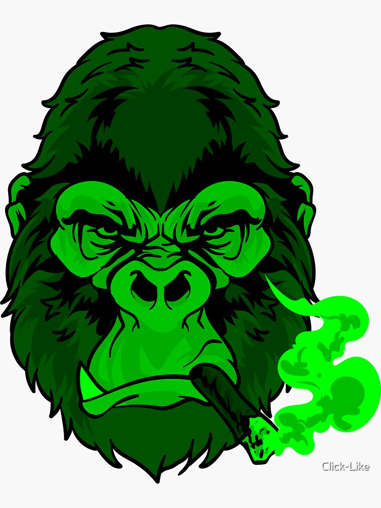 "Green Gorilla Smoking a cigar" Sticker for Sale by Click-Like | Redbubble