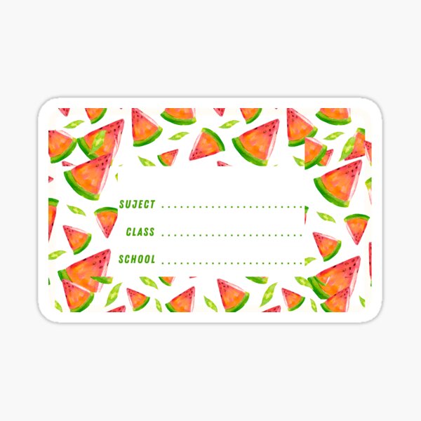 "Watermelon label book back to school " Sticker for Sale by dozlin ...