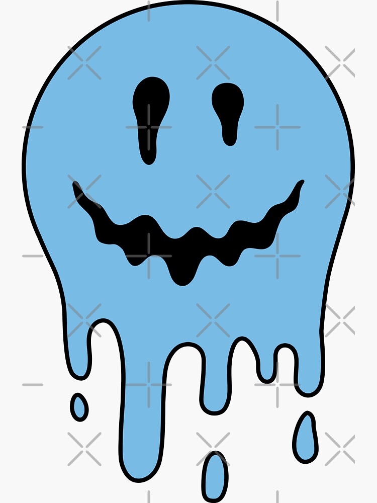 "Blue Dripping Smile" Sticker for Sale by Ayoub14 | Redbubble
