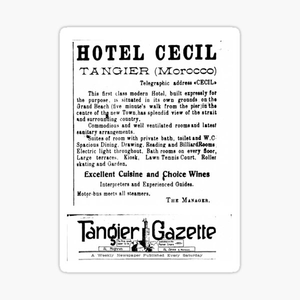 "Hotel Cecil - Tanger" Sticker by Zone-T | Redbubble