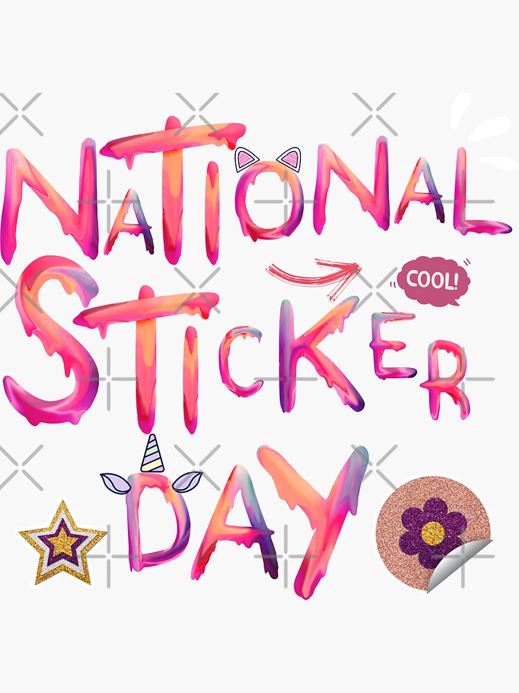 " national stickers day pink stickers " Sticker for Sale by blackitaa ...