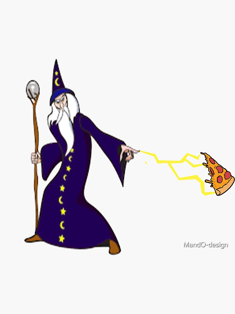 "pizza wizard new design." Sticker by MandO-design | Redbubble
