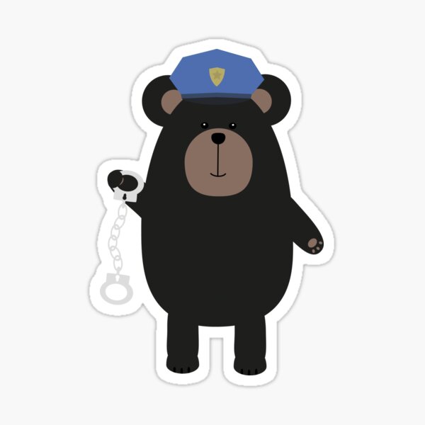 "Police Black Bear and handcuffs" Sticker for Sale by ilovecotton ...