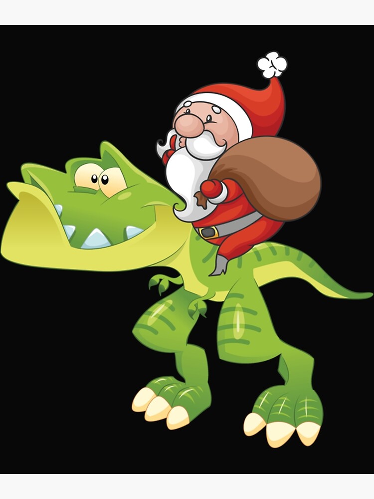 "Santa Claus Riding T Rex Dinosaur Christmas Pajamas " Poster for Sale ...