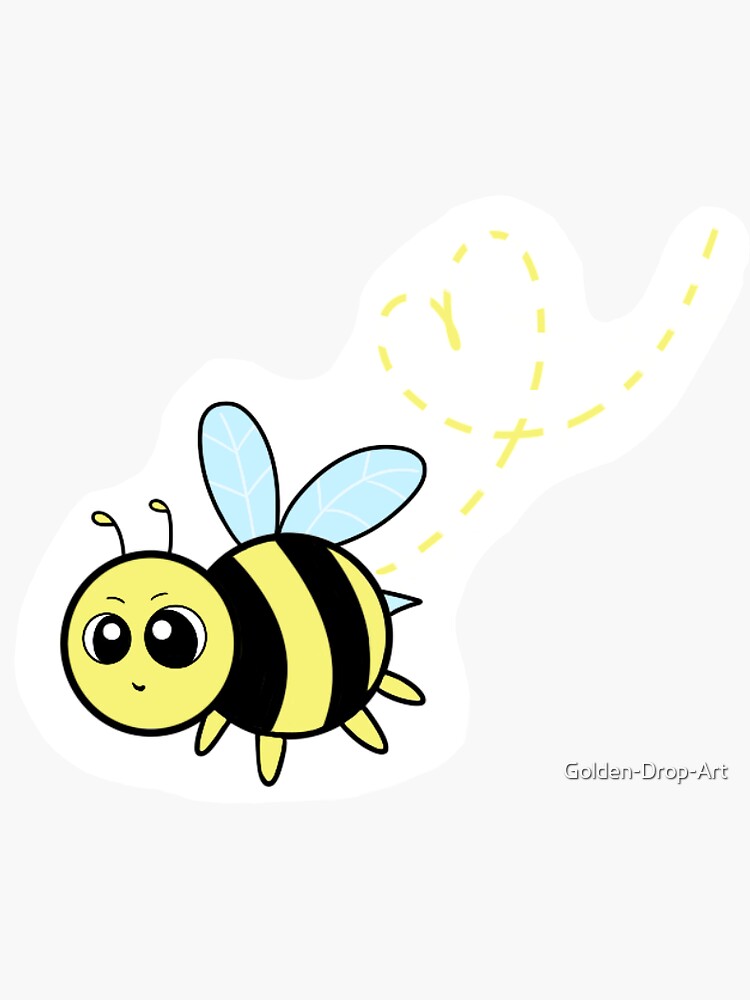 "Bee with Heart Trail" Sticker for Sale by Golden-Drop-Art | Redbubble