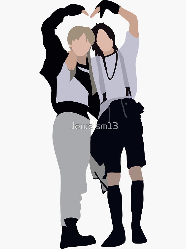 "Stray Kids Hyunjin and Felix Heart Digital Illustration " Sticker for ...