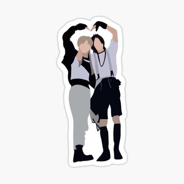 "Stray Kids Hyunjin and Felix Heart Digital Illustration " Sticker for ...