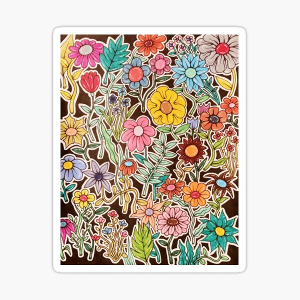 "Flower Doodle" Sticker by Caroline-hill | Redbubble