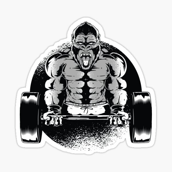 "Hardcore gym gorilla pumping iron " Sticker by dreamingoutwest | Redbubble