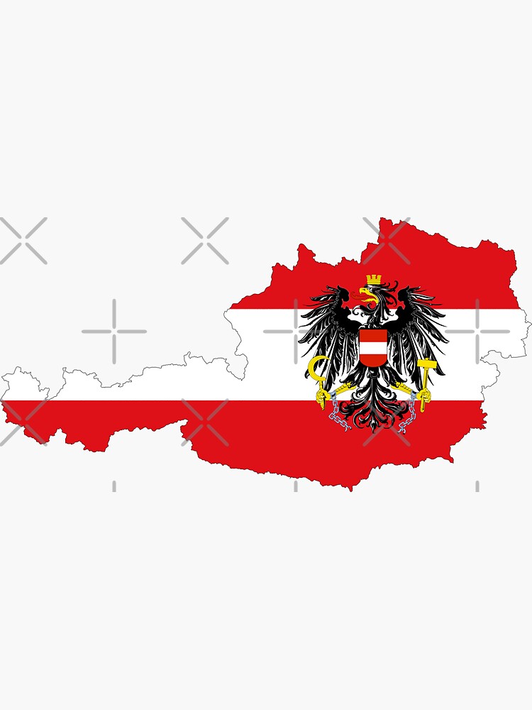 "Austria Flag Map with Coat of Arms" Sticker for Sale by limitlezz ...