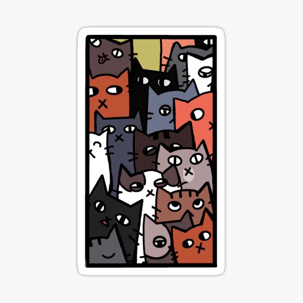 "Cute Little Cat Stack- Sticker, Magnet and Button" Sticker for Sale by ...