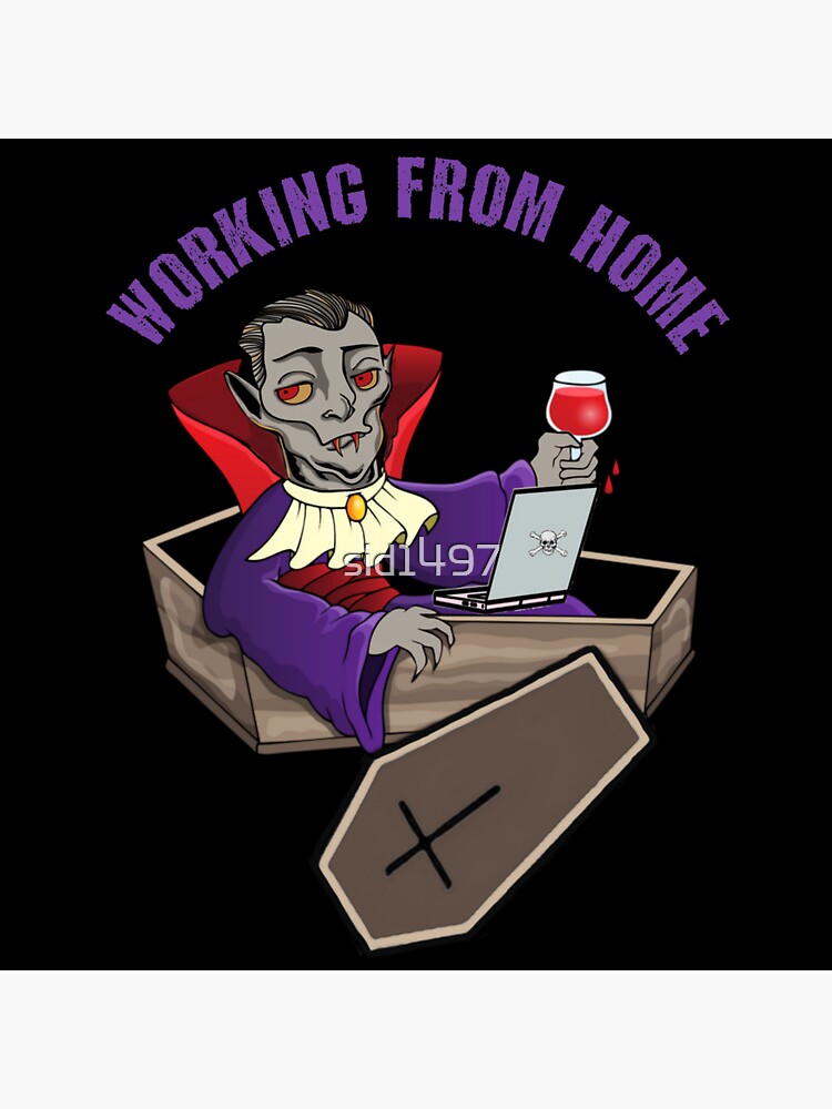 "Vampire working from home" Sticker by sid1497 | Redbubble