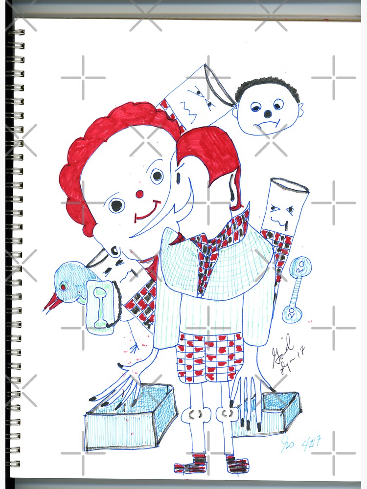 "Raggedy Anne and Friends Sketch Pad Drawing" Sticker by InSightByGail ...