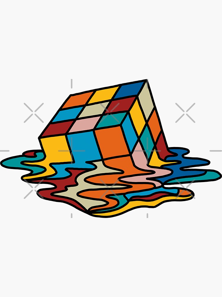 "Psychedelic Cube" Sticker for Sale by EclipseInFlames | Redbubble