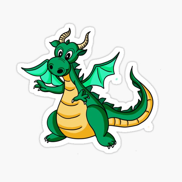 "Goofy Green Cartoon Dragon" Sticker by Trevfoster | Redbubble
