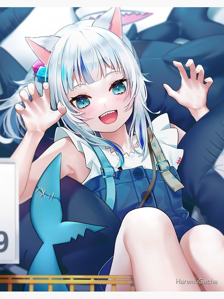 "Gawr Gura - Holo Shark Attack Overalls" Art Print for Sale by HaremuGacha | Redbubble