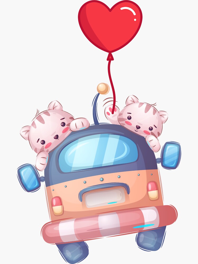 "two cats Driving Car" Sticker for Sale by prodesignerpro | Redbubble