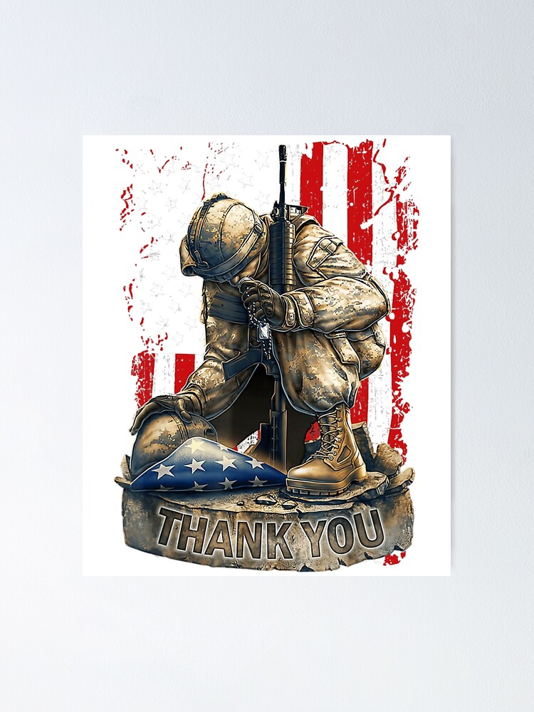 "Vintage US Flag Veteran Thank You Military Boot Veteran Day" Poster ...