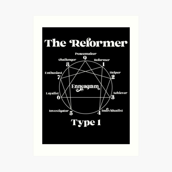 "Type One Enneagram Personality Chart, the Reformer" Art Print for Sale ...