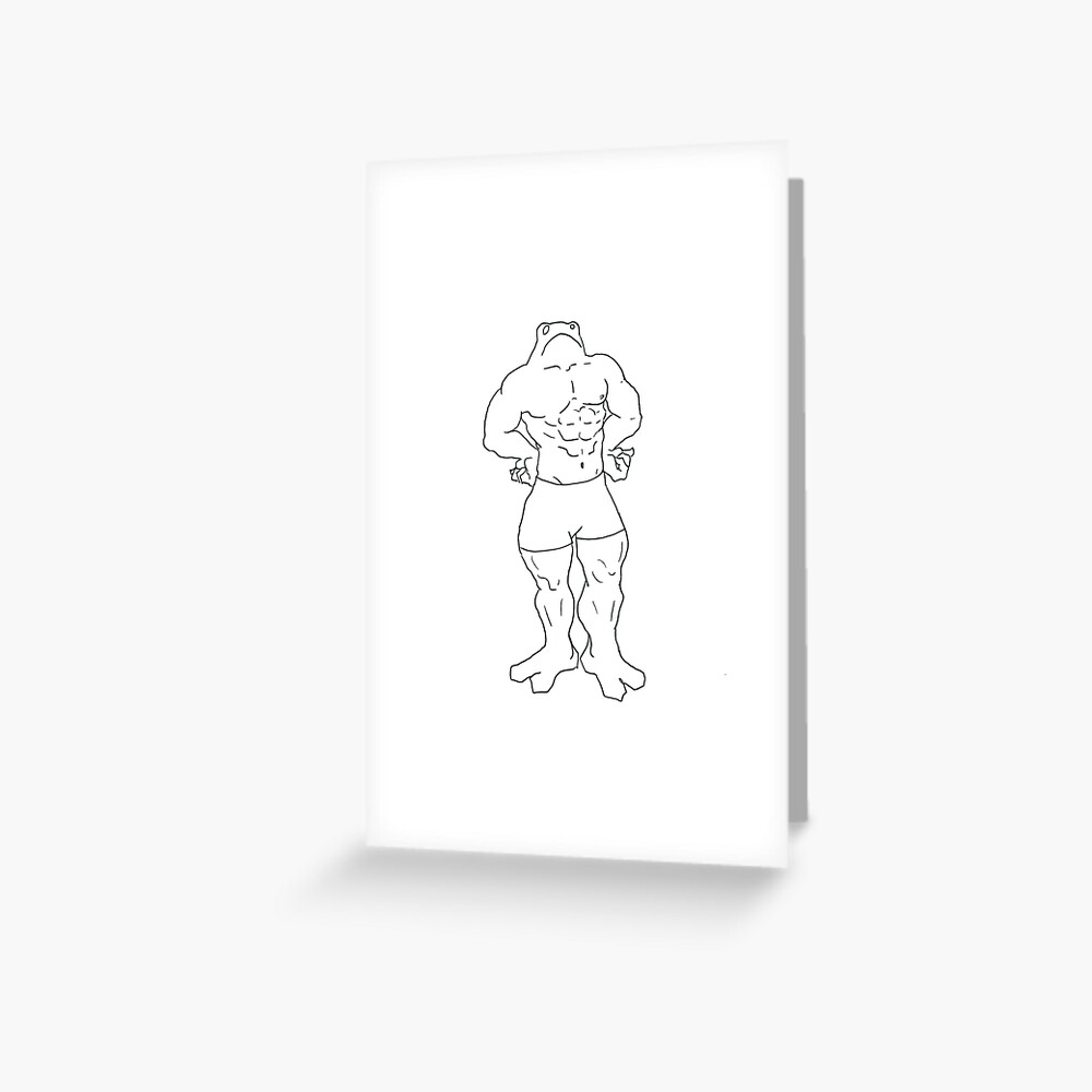 "Buff Swole Frog lineart" Greeting Card by toakse | Redbubble