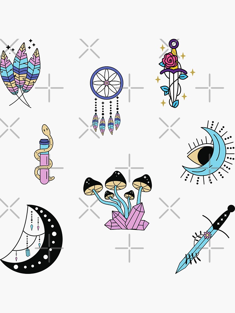 "Celestial Witch Aesthetic Sticker Pack, Spell Magic Aesthetic, Modern ...