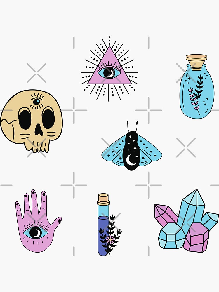 "Celestial Witch Aesthetic Sticker Pack, Spell Magic Aesthetic, Modern ...