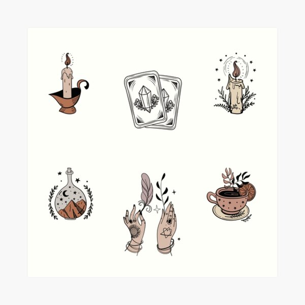 "Celestial Witch Aesthetic Sticker Pack, Spell Magic Aesthetic, Modern ...