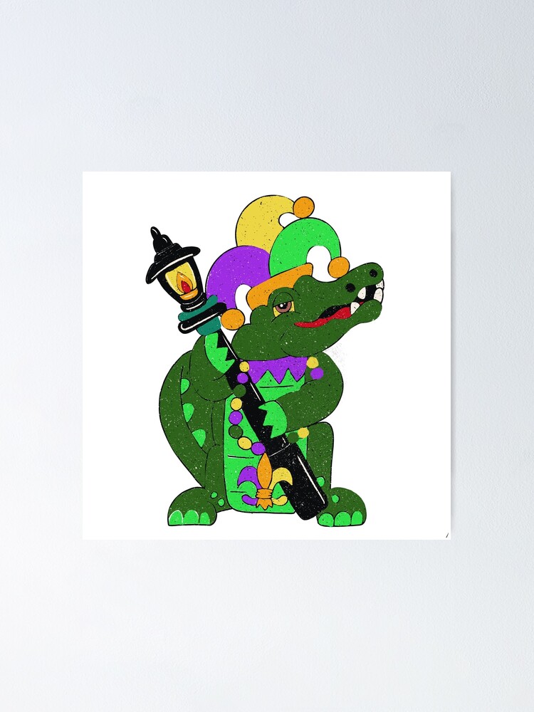 "Mardi Gras Alligator with lamp post" Poster for Sale by starlabrady ...
