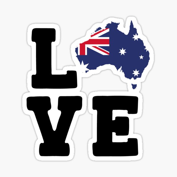 "Love Australia Aussie Flag, Australia Map, Australia Day " Sticker for ...