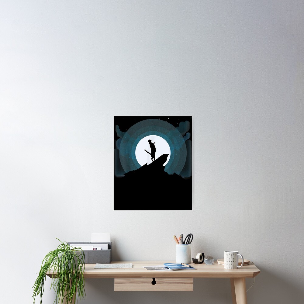 "Cat Howling at The Moon" Poster for Sale by wilfredjo | Redbubble