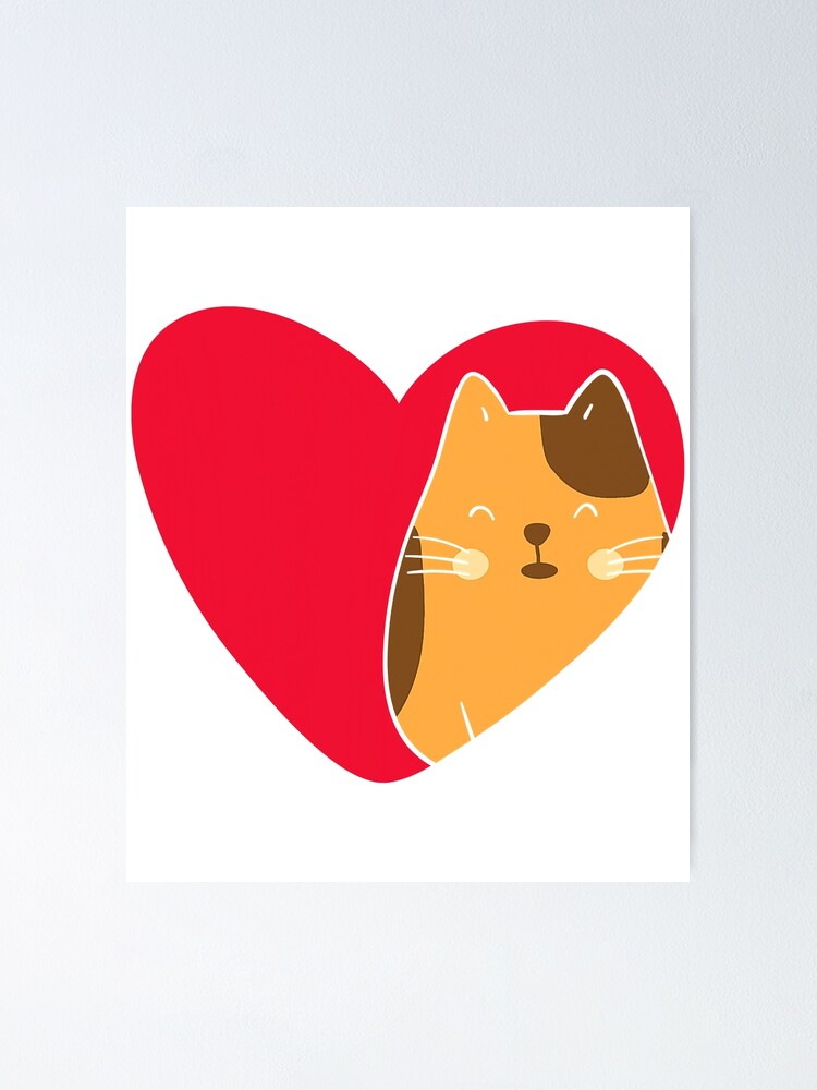 Póster «Gato con corazón Día de San Valentín para amantes de los ...