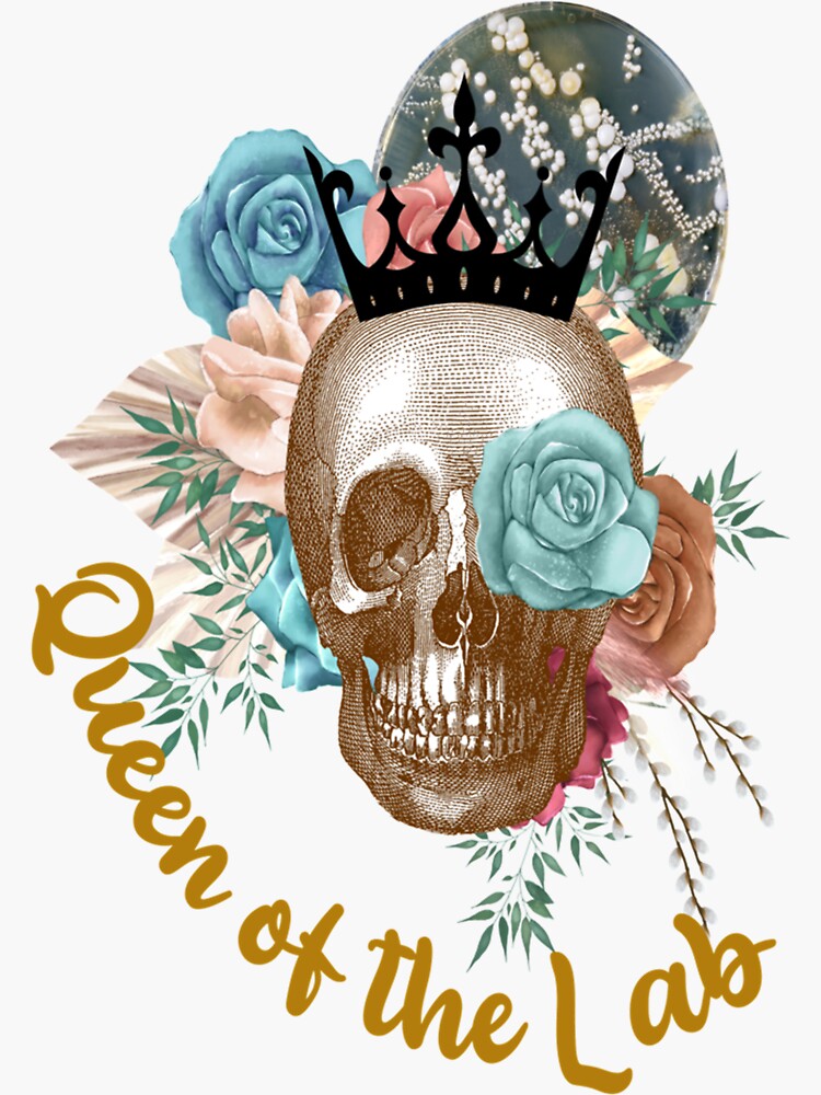 "QUEEN OF THE LAB FLORAL SKULL MEDICAL LAB TECH SCIENTIST Classic ...