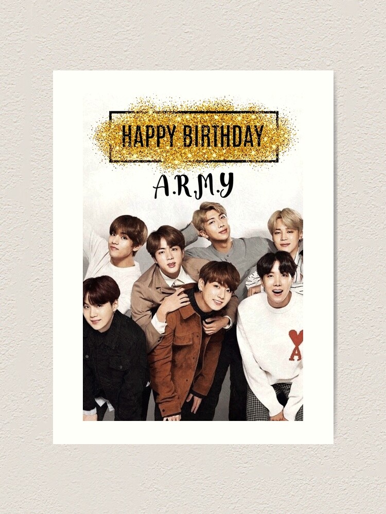 "'Happy Birthday' BTS Greeting Card - 6" Art Print for Sale by Niyuha ...