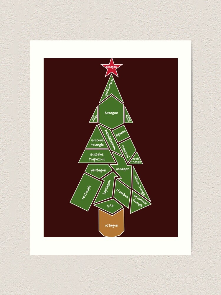 "Math Teacher Christmas Tree Made of Shapes Classic" Art Print for Sale ...