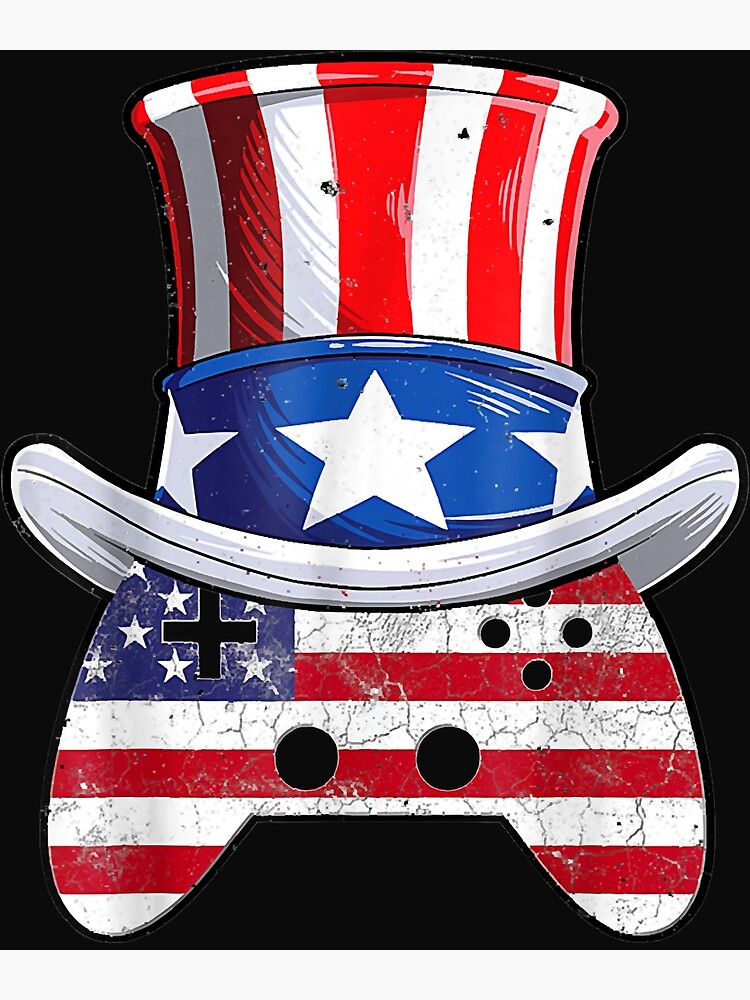 "4th Of July Patriotic American Flag Video Game Teen Gamer Classic T ...