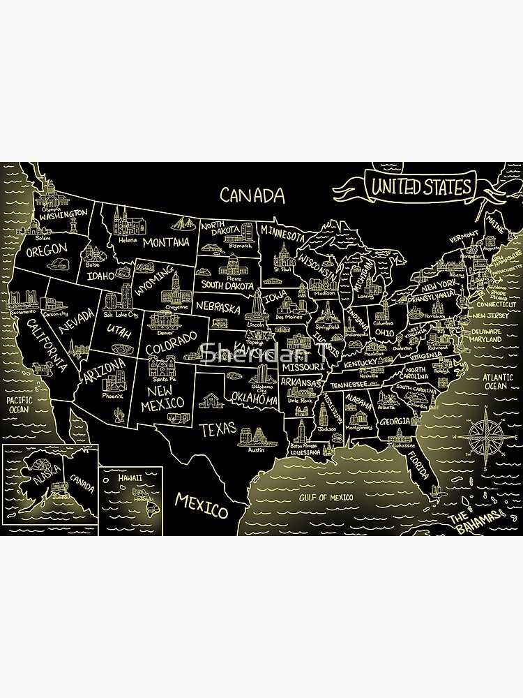 "Fluorescent Glowing Map of the United States" Poster for Sale by ...
