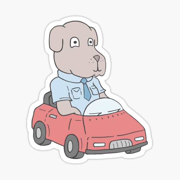 "dog driving a car" Sticker by HelloWorld001 | Redbubble