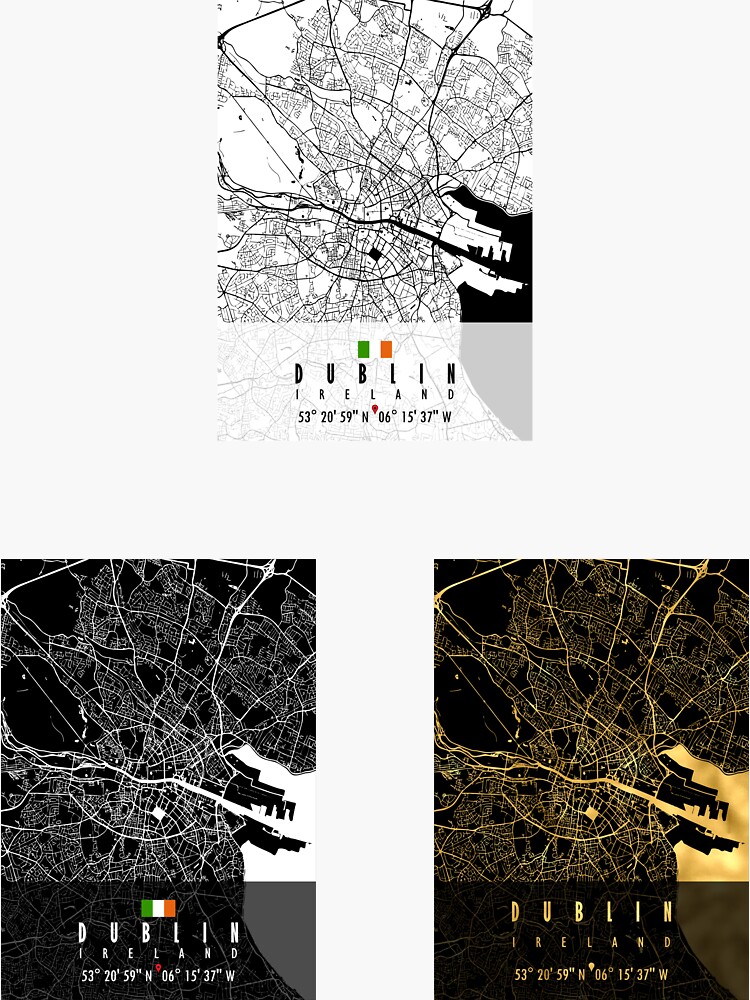 "DUBLIN MAP IRELAND Sticker Pack" Sticker by hatimelhag | Redbubble