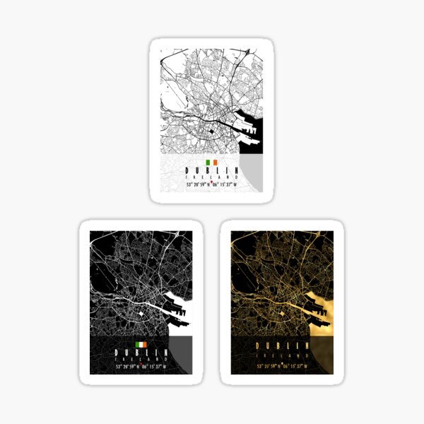 "DUBLIN MAP IRELAND Sticker Pack" Sticker by hatimelhag | Redbubble