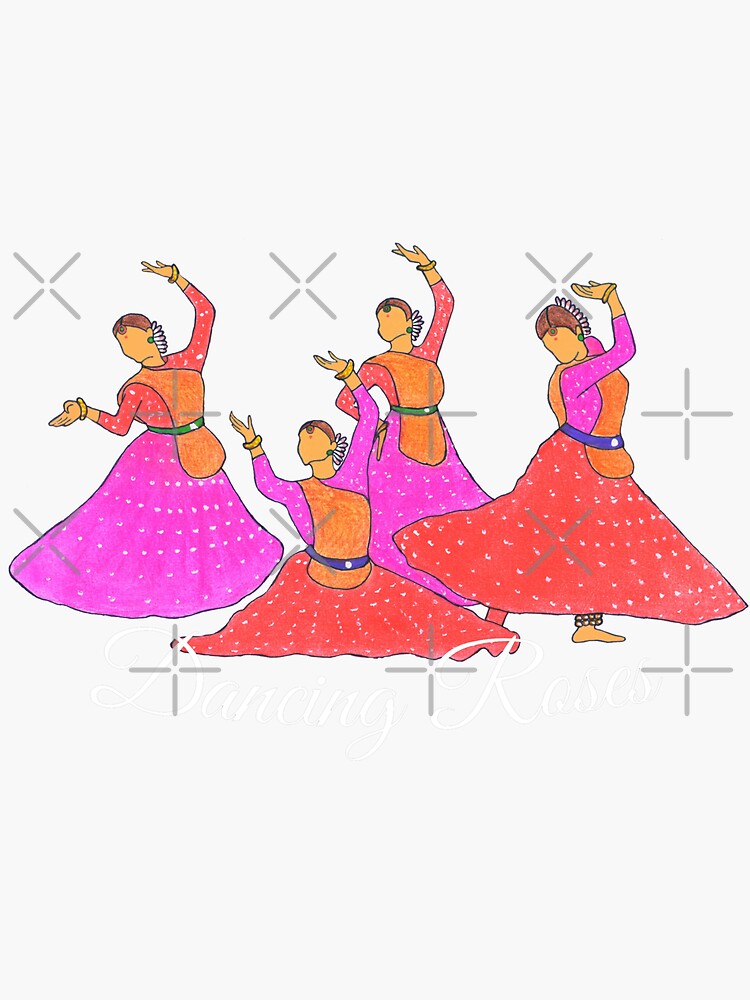 "Dancing roses, dance of India" Sticker by GREENOART | Redbubble