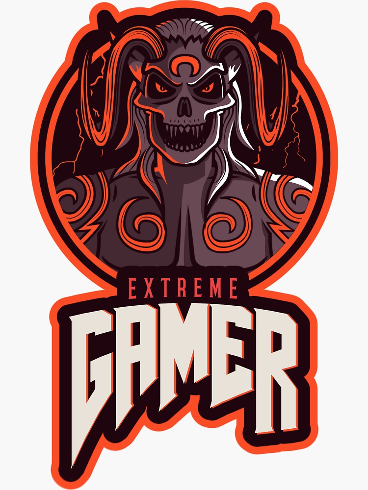 "Extreme Gamer with Mischievous Skull" Sticker by PRIVARSHU | Redbubble