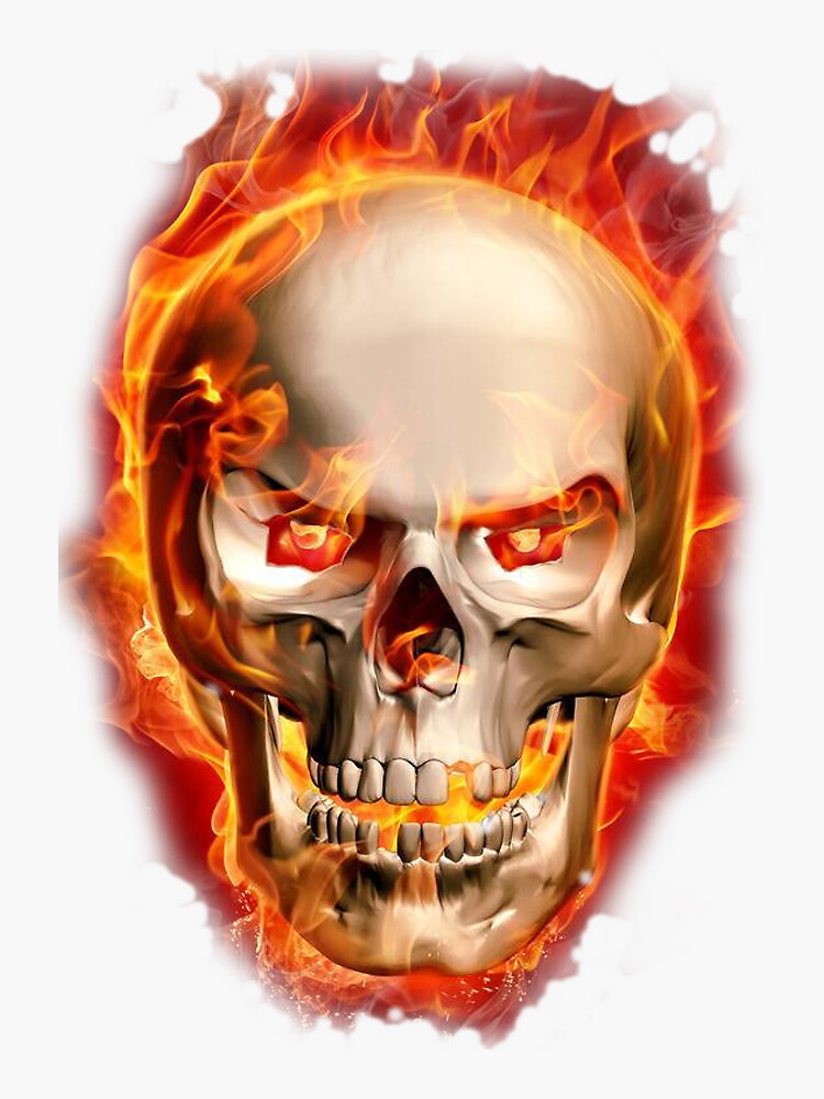"FIRE SKULL" Sticker for Sale by smackprints | Redbubble