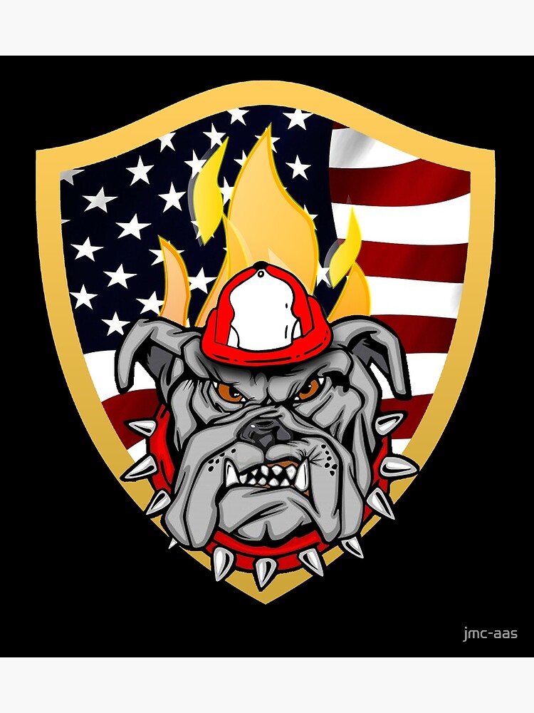 "Firefighter USA American Bulldog Patriot Firefighter Badge" Poster by ...