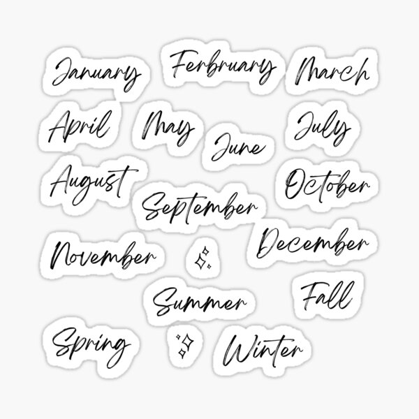 "For Journal Planners Months and Seasons US" Sticker by JaneDesignsForU ...